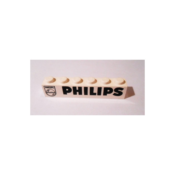 LEGO White Brick 1 x 6 with Black PHILIPS Logo and Name (3009) | Brick ...