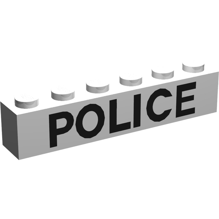 LEGO White Brick 1 x 6 with Black "POLICE" Sans-Serif (3009) | Brick ...