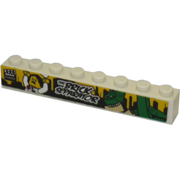 LEGO White Brick 1 x 8 with the Brick Separator Sticker (3008) | Brick ...