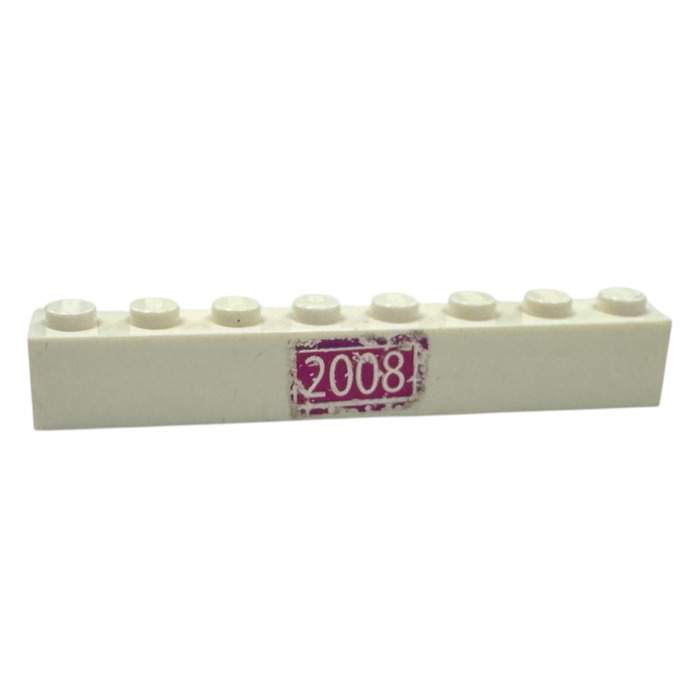 LEGO Brick 1 x 8 with White '2008' on Magenta Background Sticker (3008 ...