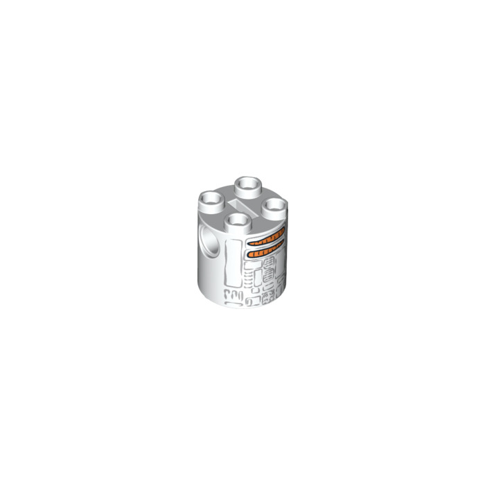 LEGO Brick 2 x 2 x 2 Round with Gray, Black, and Orange R2-D2 Snowman ...