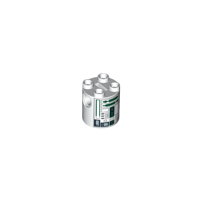 LEGO Brick 2 x 2 x 2 Round with Green, Gray, and Black Astromech Droid ...