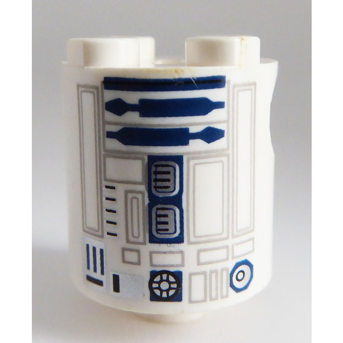 LEGO White Brick 2 x 2 x 2 Round with R2-D2 Astromech Droid Body with ...