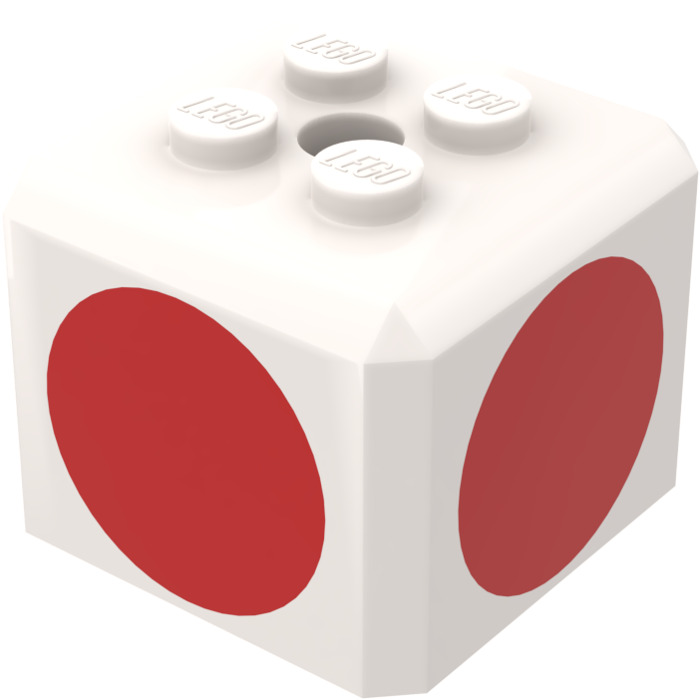 LEGO White Brick 3 x 3 x 2 Cube with 2 x 2 Studs on Top with Red ...
