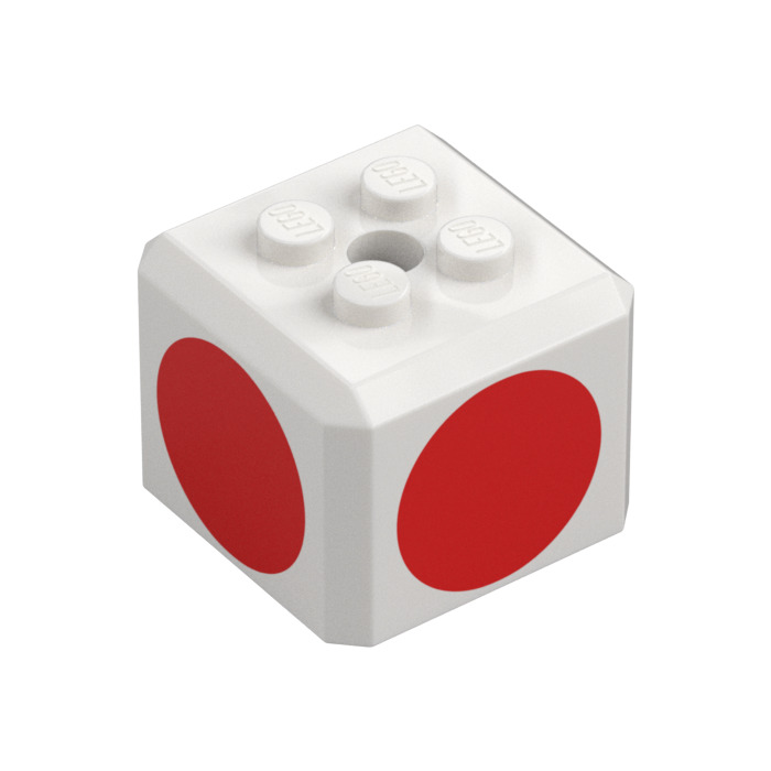 LEGO White Brick 3 x 3 x 2 Cube with 2 x 2 Studs on Top with Red ...