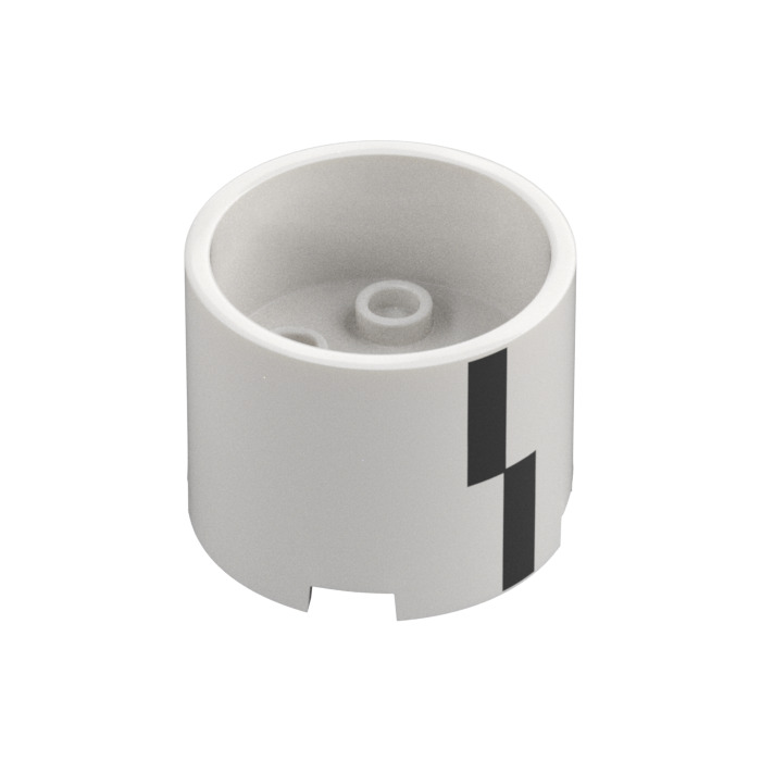 LEGO Brick 3 x 3 x 2 Round with Recess and Axle Hole with Black Rocket ...