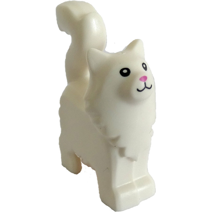 LEGO White Cat with Furry Chest and Dark Pink Nose (109970) | Brick Owl ...