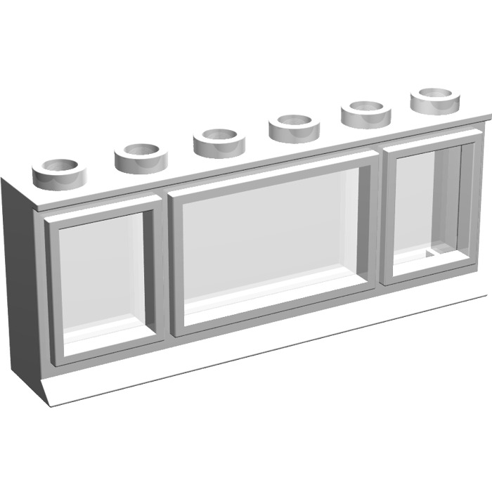 LEGO White Classic Window 1 x 6 x 2 with Extended Lip and with Glass ...