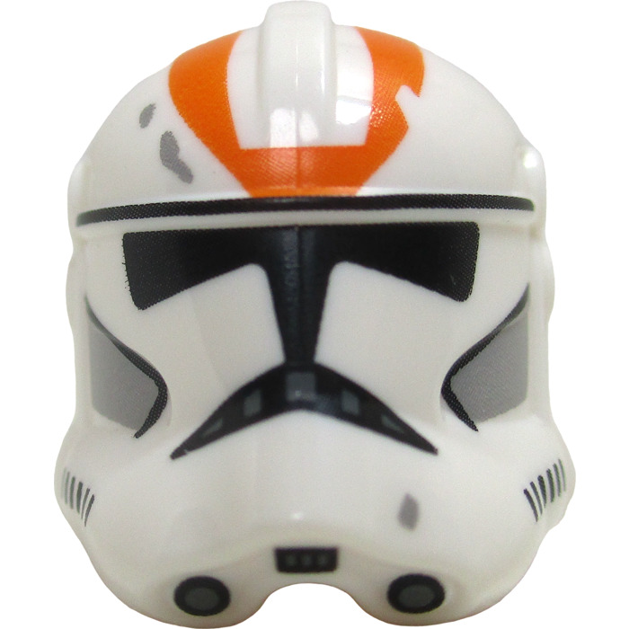 LEGO White Clone Trooper Helmet (Phase 2) with Holes with Orange 212th Attack Battalion Markings ...