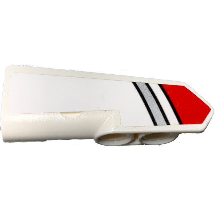 LEGO White Curved Panel 22 Left with Red and Silver Stripes Sticker ...
