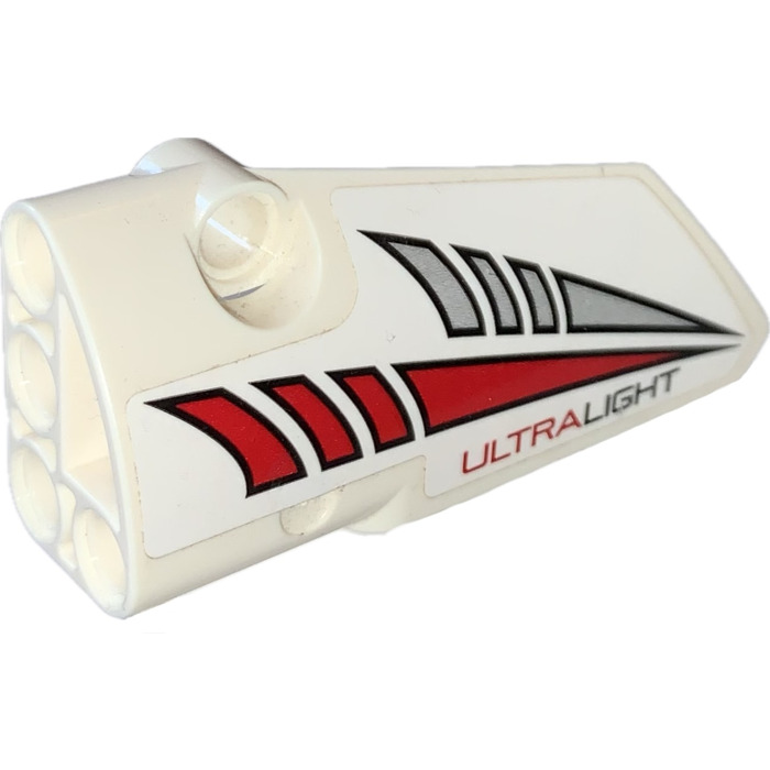 LEGO White Curved Panel 3 Left with Red and Silver Tapered Stripes and ...