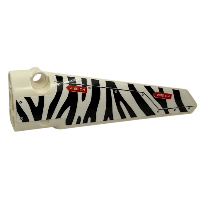 LEGO Curved Panel 5 Left with 'NO GRIP' arrow right and safari stripes ...