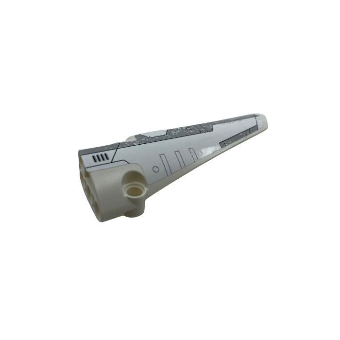 LEGO White Curved Panel 6 Right with Medium Stone Gray Stripes Sticker ...