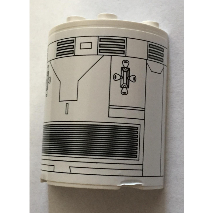 LEGO White Cylinder 2 x 4 x 4 Half with Rocket Parts Sticker (6218 ...