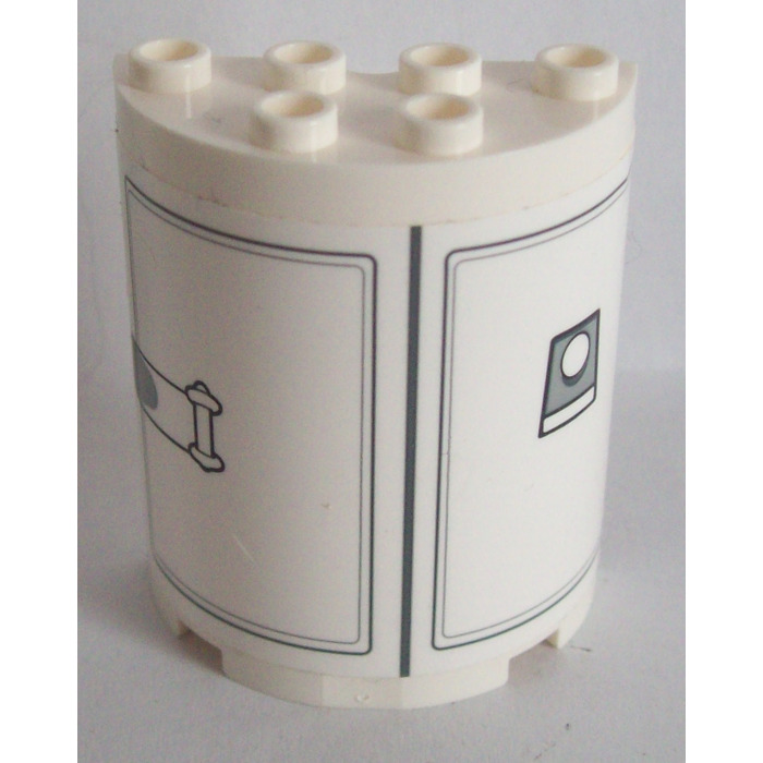 LEGO White Cylinder 2 x 4 x 4 Half with SW Tower Pattern Sticker (6218 ...