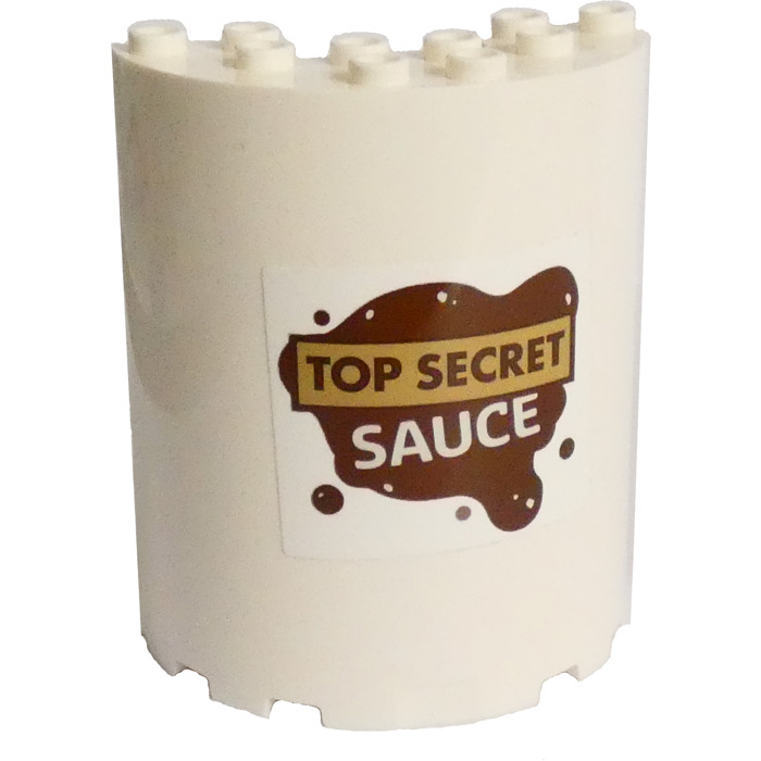 LEGO White Cylinder 3 x 6 x 6 Half with ' TOP SECRET SAUCE' Sticker ...