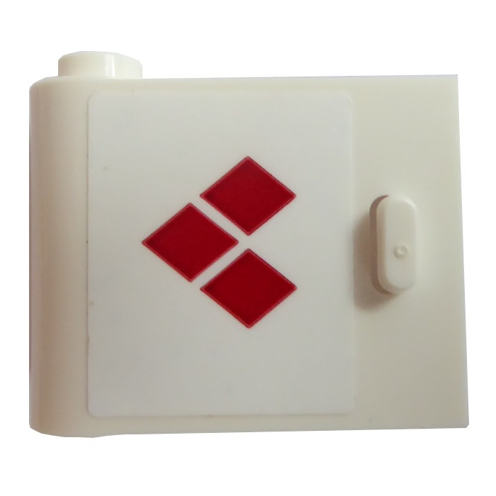 LEGO White Door 1 x 3 x 2 Left with Three Red Diamonds Sticker with ...