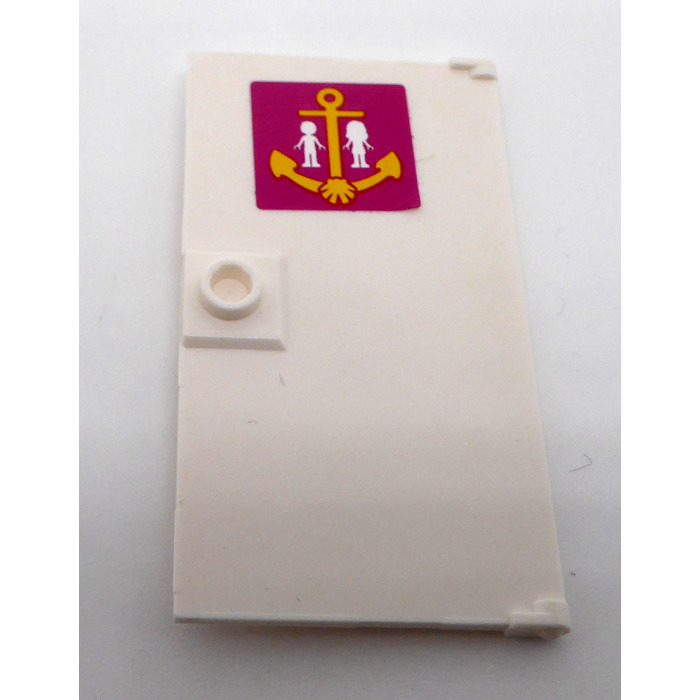 LEGO White Door 1 x 4 x 6 with Stud Handle with Anchor, Man and Woman ...