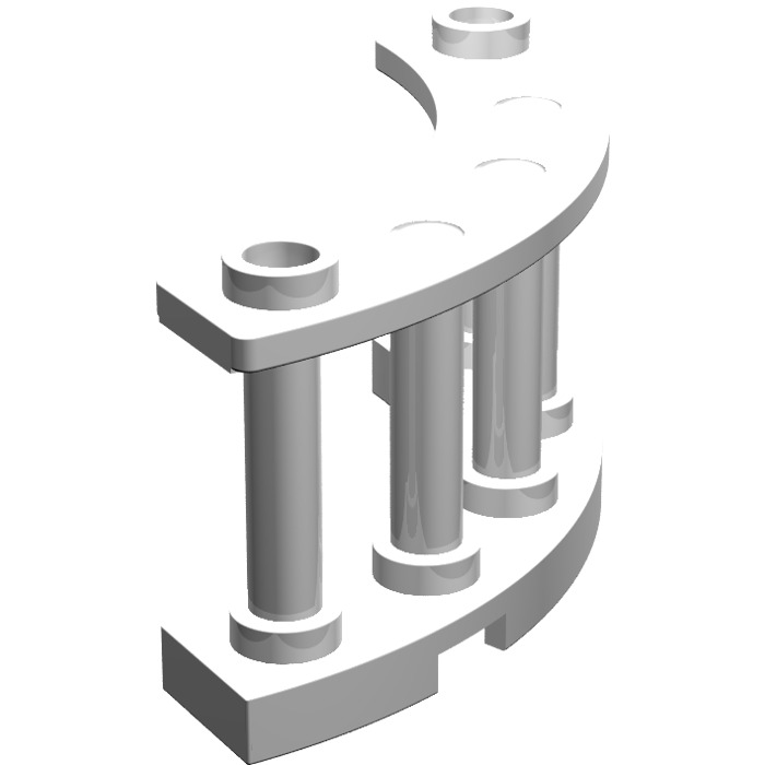 LEGO White Fence Spindled 4 x 4 x 2 Quarter Round with 2 Studs (30056 ...