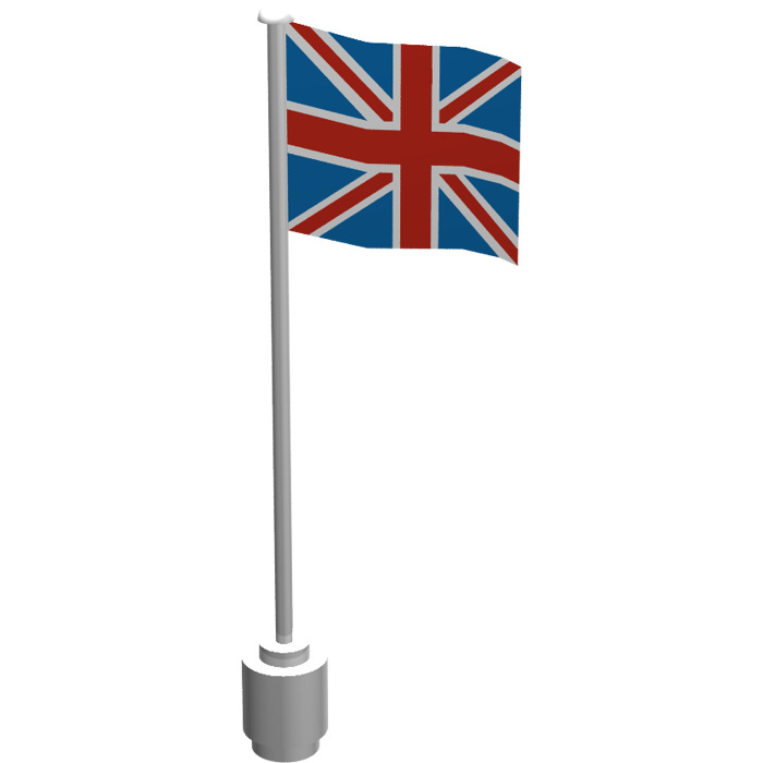 LEGO White Flag on Flagpole with United Kingdom with Bottom Lip (777 ...
