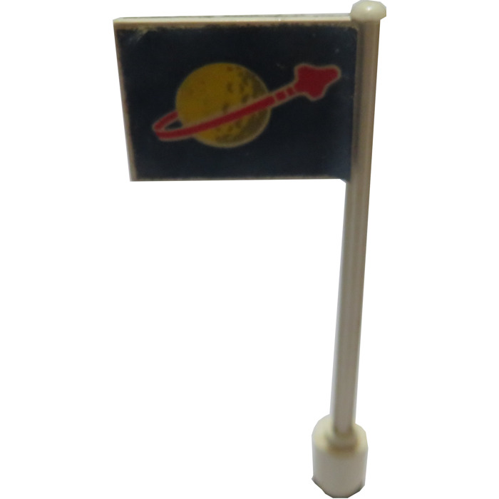 LEGO White Flag on Ridged Flagpole with Classic Space Logo Sticker ...
