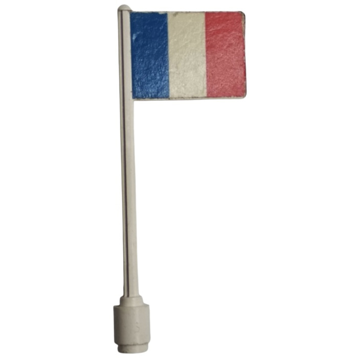 LEGO White Flag on Ridged Flagpole with France Flag Sticker (3596 ...