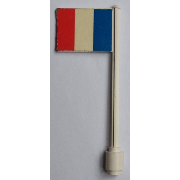 LEGO White Flag on Ridged Flagpole with France Flag Sticker (3596 ...