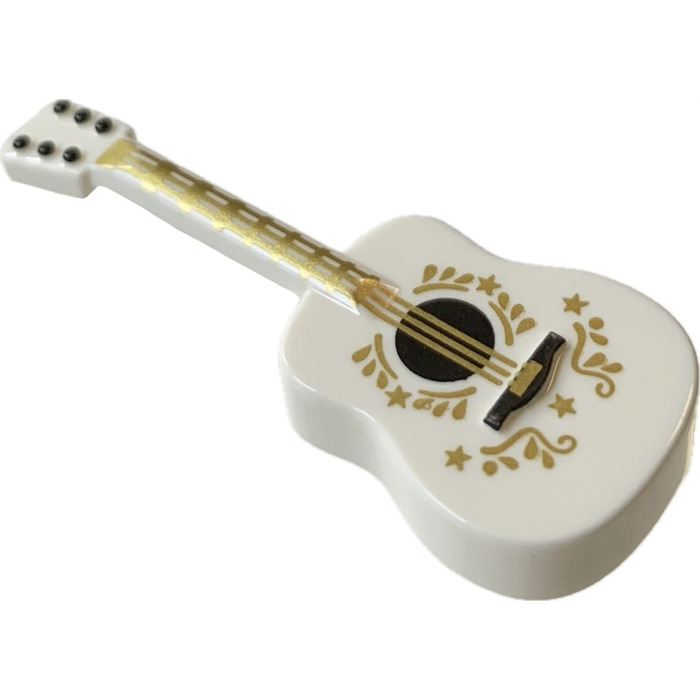 LEGO White Guitar with Silver Strings and Black Tuning Knobs with Gold ...