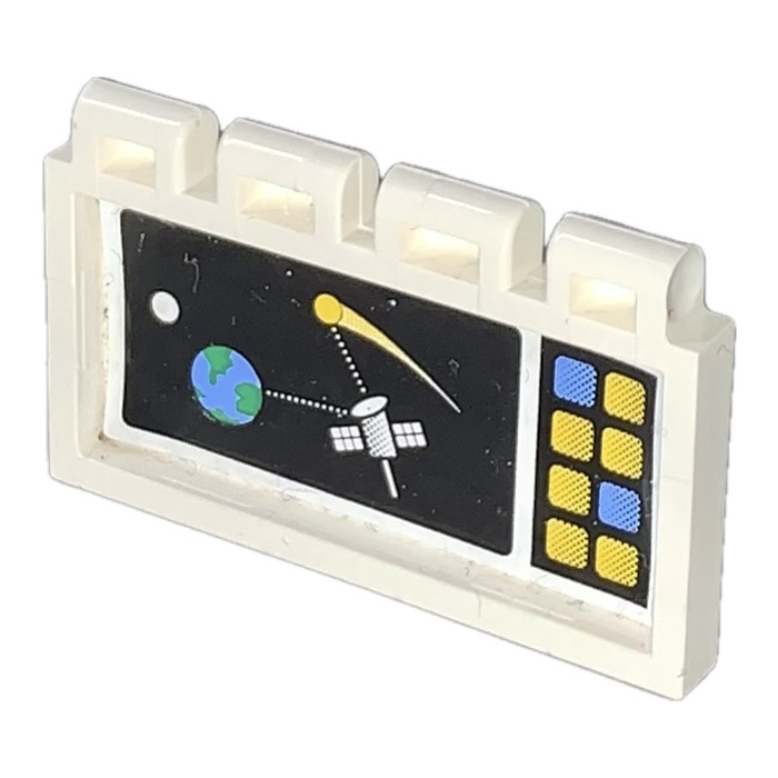 LEGO White Hinge Tile 2 x 4 with Ribs with Satellite and Earth Sticker ...