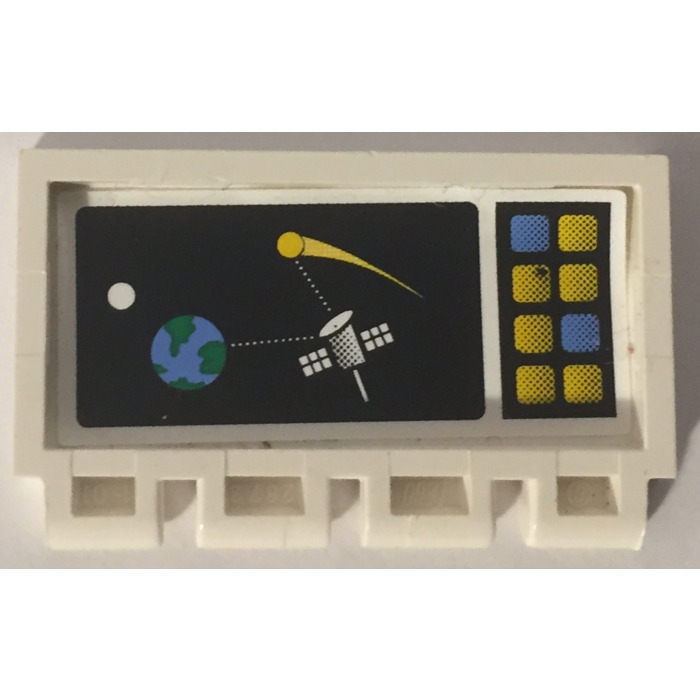 LEGO White Hinge Tile 2 x 4 with Ribs with Satellite and Earth Sticker ...