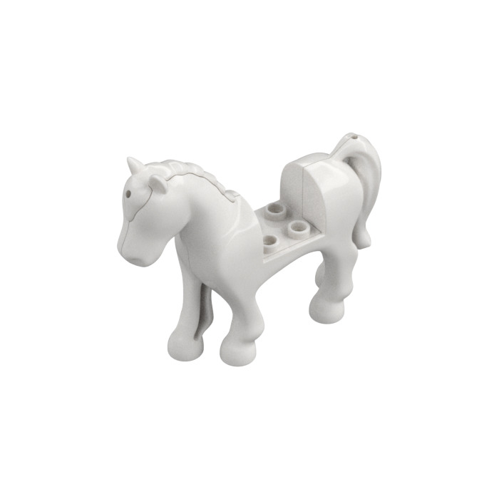 LEGO White Horse with 2 x 2 Cutout with White Mane with Blue Eyes ...