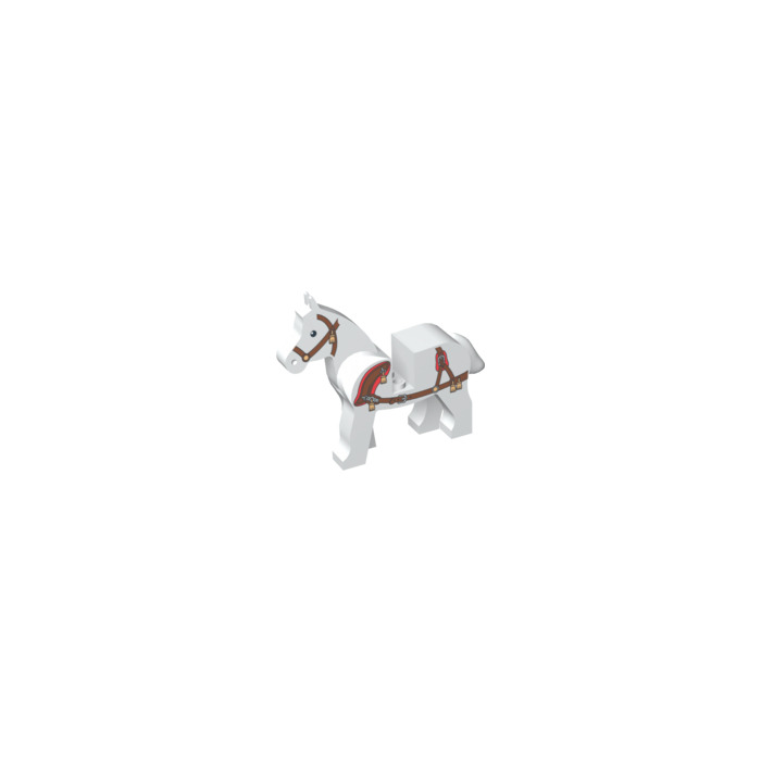 LEGO White Horse with Moveable Head with Dark Brown Bridle and Harness ...