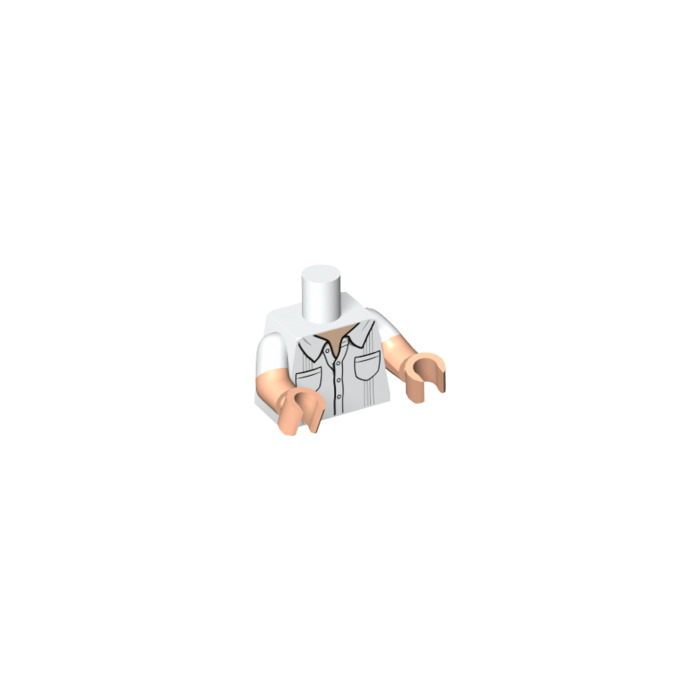 LEGO White John Hammond with Shirt with 2 Pockets Minifig Torso (973 / ...