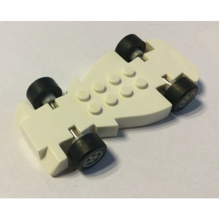 LEGO White McDonald's Racers Chassis with Slicks and Medium Stone Grey ...