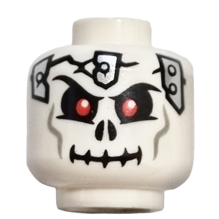 LEGO Minifig, Head Skull Cracked with Metal Plates on Front and Back ...