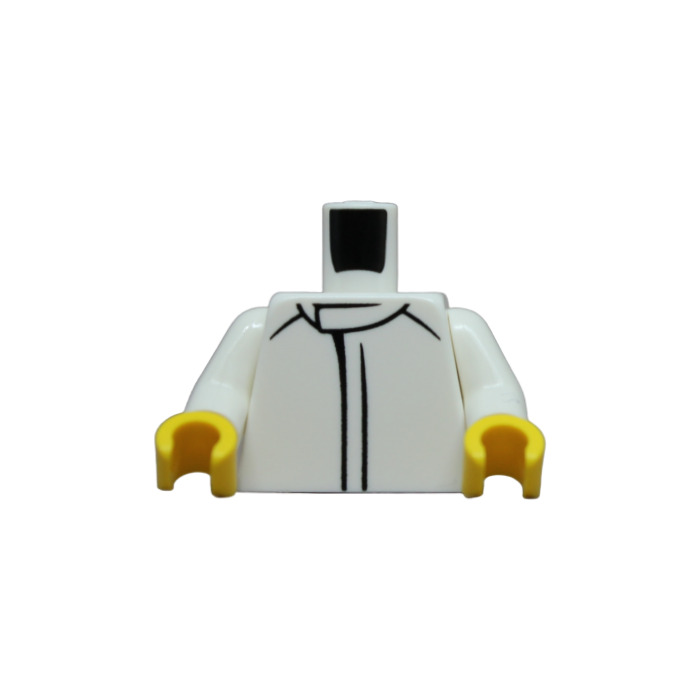 LEGO White Minifig Torso with Black Collar Outline, Yellow and Orange ...