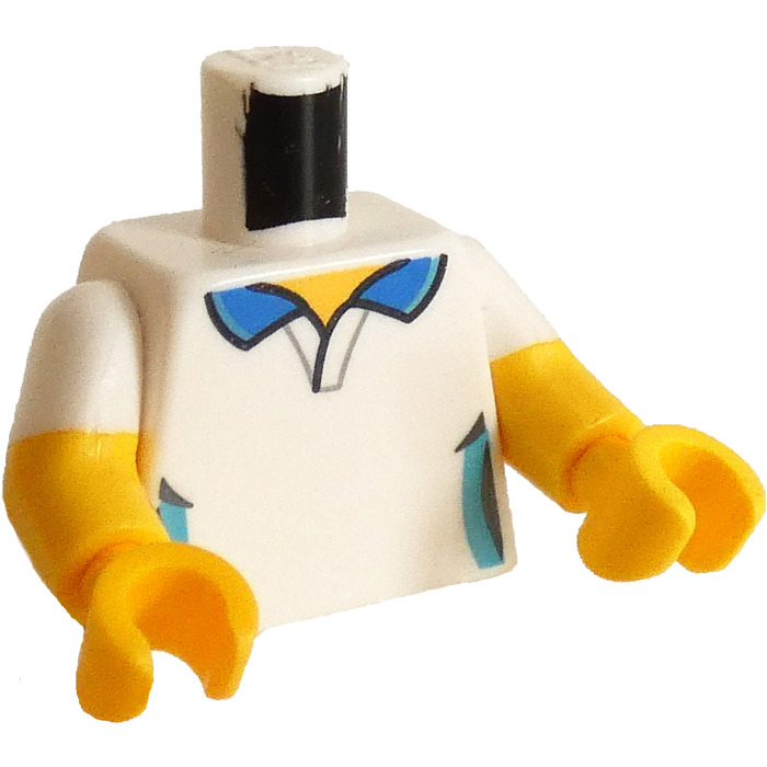 LEGO White Minifig Torso with Tennis Shirt with Blue Collar (973 ...