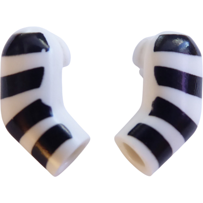 LEGO White Minifigure Arms (Left and Right Pair) with Black Stripes ...