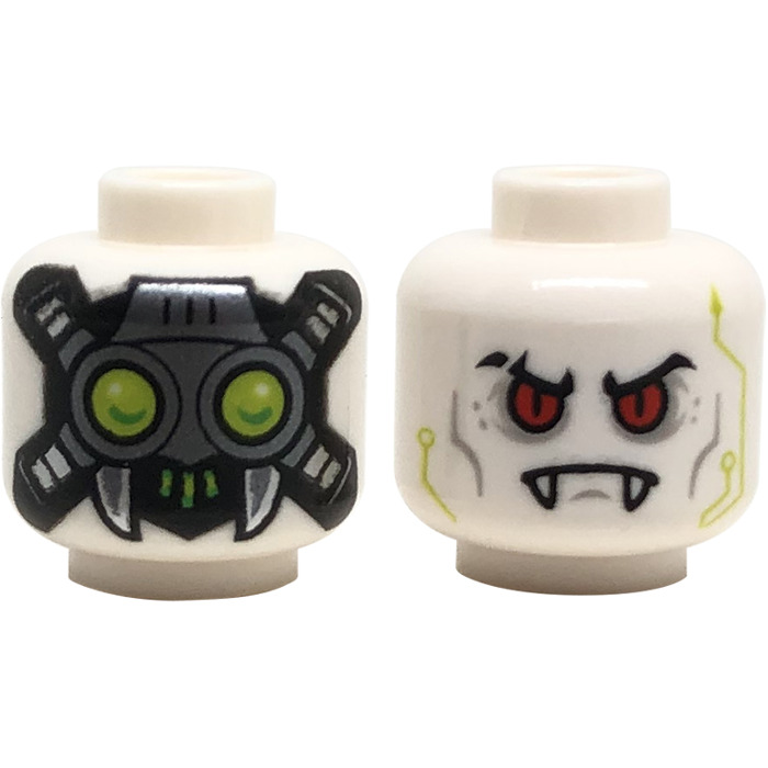 LEGO White Minifigure Head with Alien with Red Eyes + Cybernetic ...