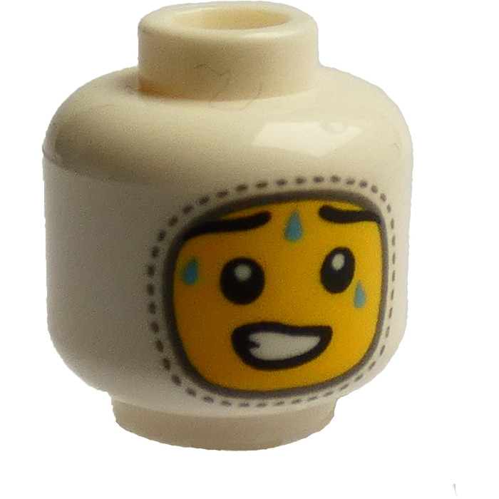 LEGO Minifigure Head with Balaclava, Yellow Face, Sweat Drops (3626 ...