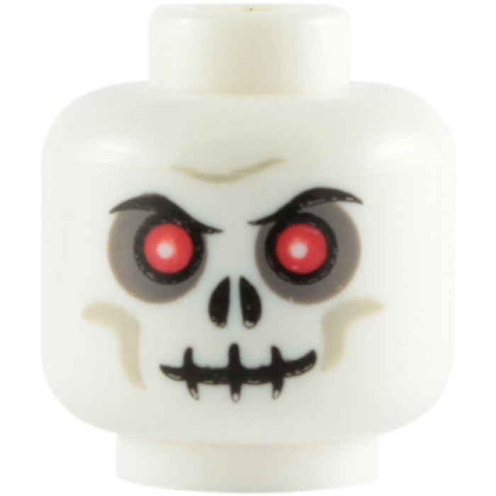 LEGO White Minifigure Skull Head with Red Eyes and Grey Shadows in Eye ...