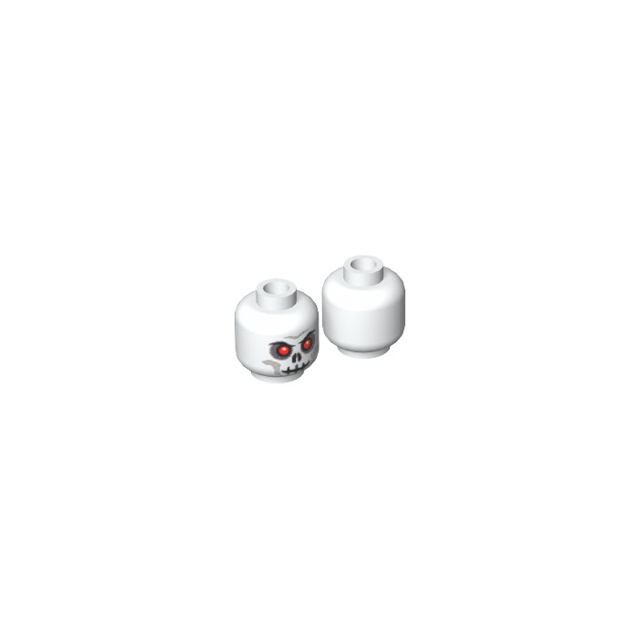LEGO White Minifigure Skull Head with Red Eyes and Grey Shadows in Eye ...