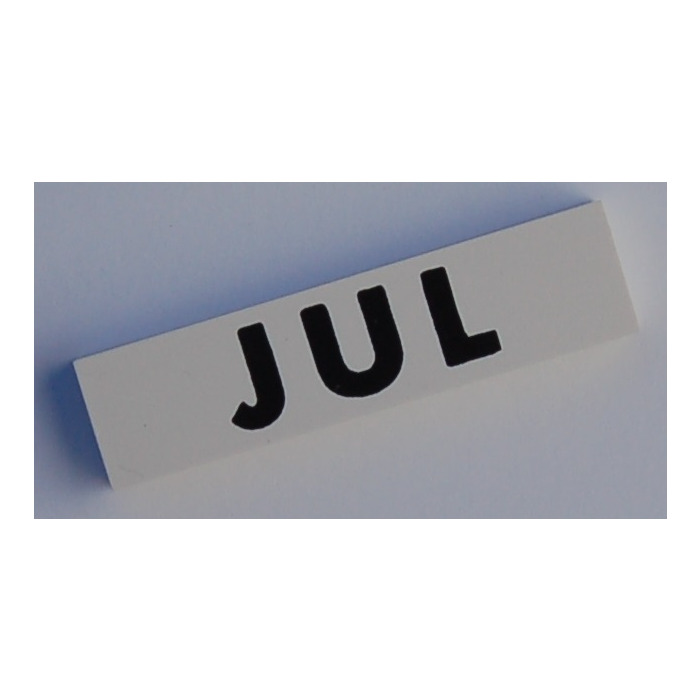 LEGO White Modulex Tile 2 x 8 without Internal Supports with "JUL" with ...