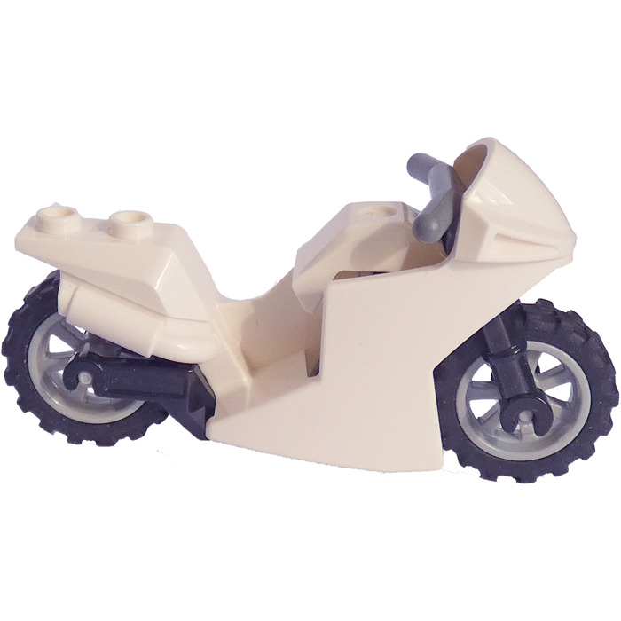 LEGO White Motorcycle Sport Bike with Black Chassis, Medium Stone Gray ...