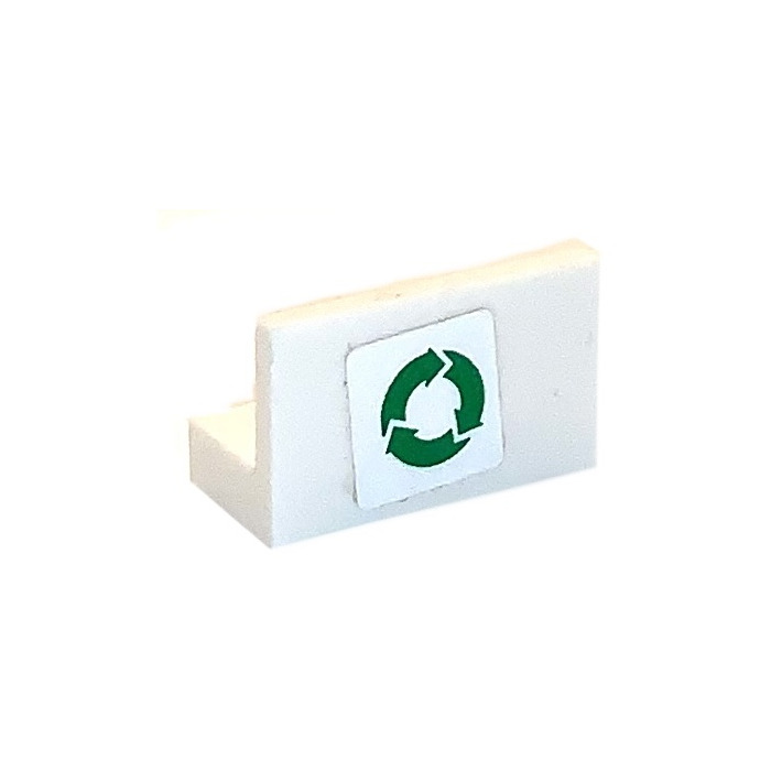 LEGO Panel 1 x 2 x 1 with Green Recycling Arrows Sticker with Square ...