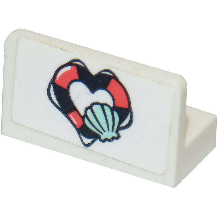 LEGO Panel 1 x 2 x 1 with Heart-Shaped Life Preserver and Shell Sticker ...