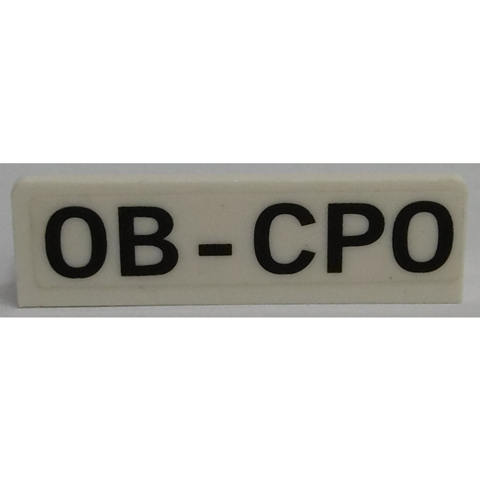 LEGO White Panel 1 x 4 with Rounded Corners with Black 'OB-CPO' Sticker ...