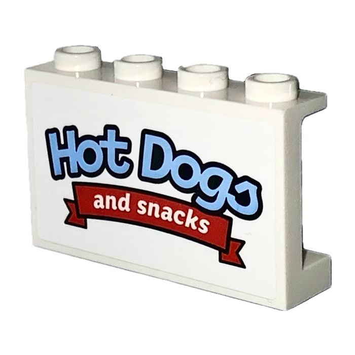 LEGO White Panel 1 x 4 x 2 with Hot Dogs and Snacks Sticker (14718 ...