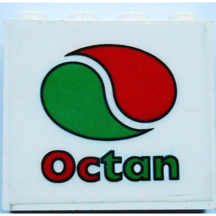LEGO White Panel 1 x 4 x 3 with Green and Red Octan Logo Sticker ...