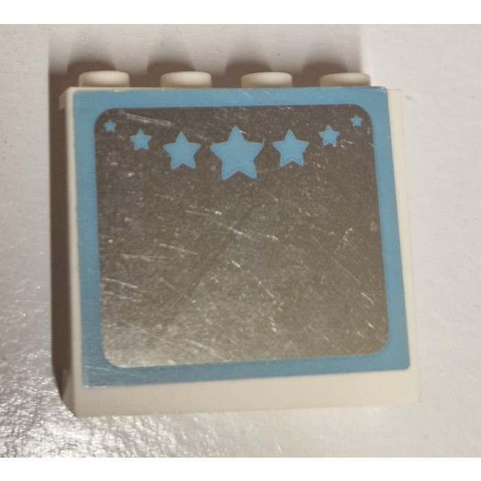 LEGO White Panel 1 x 4 x 3 with Mirror and Dark Azure Stars Sticker ...